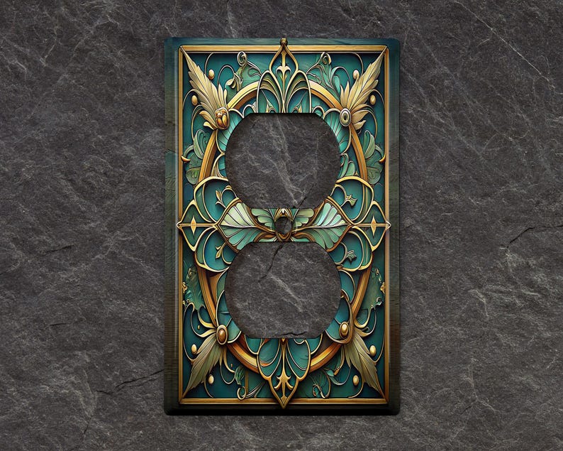 Metal Light Switch Cover | Outlet Plate, Yellow Turquoise Floral ...