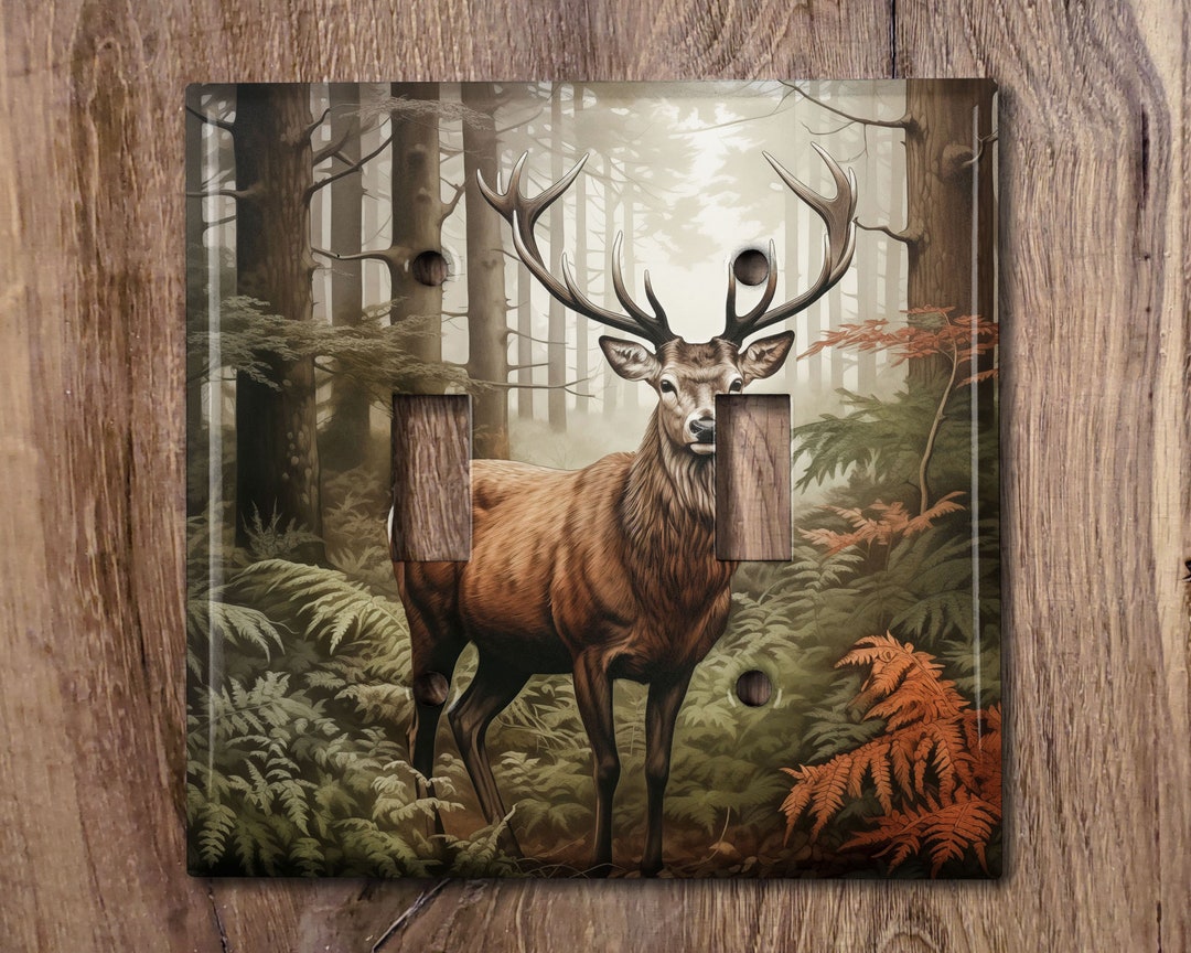 Metal Light Switch Cover | Outlet Plate, Wild Brown Deer Forest Decor ...