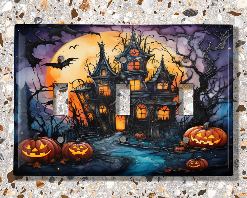 Metal Light Switch Cover | Outlet Plate, Halloween Night Spooky Haunted ...