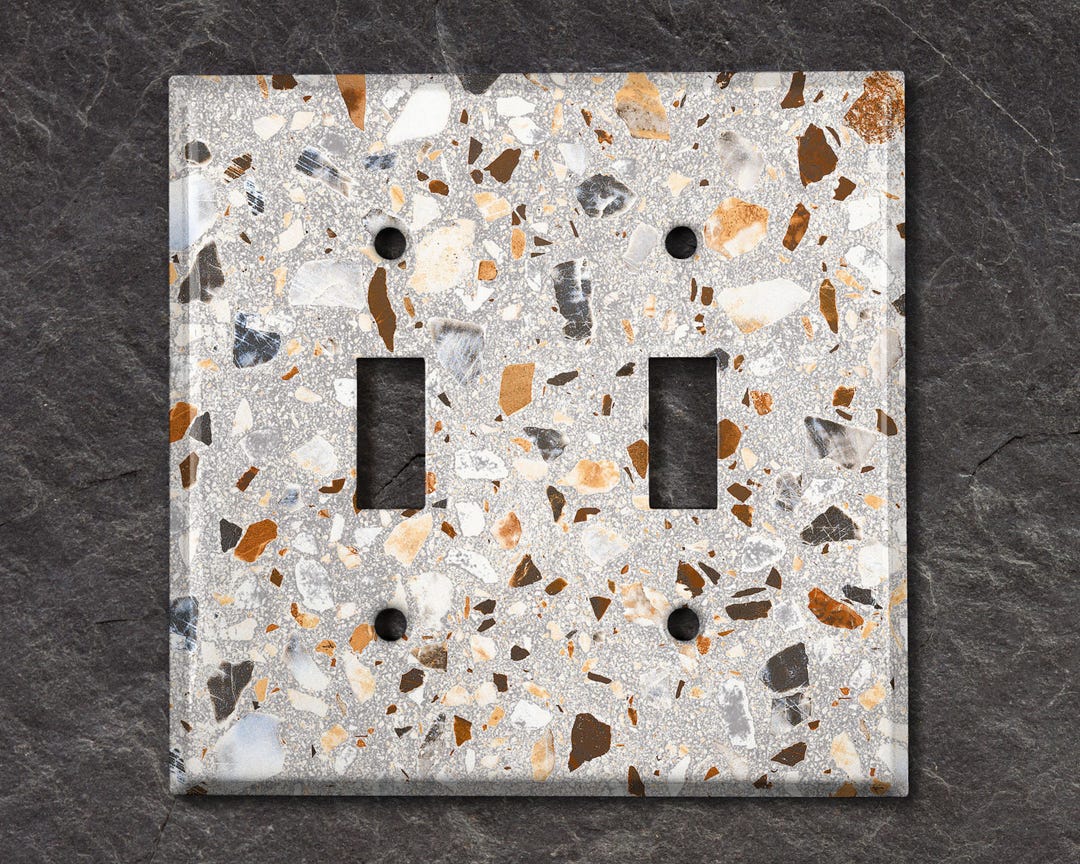 Metal Light Switch Cover | Outlet Plate, Rustic Granite PRINT, Printed ...