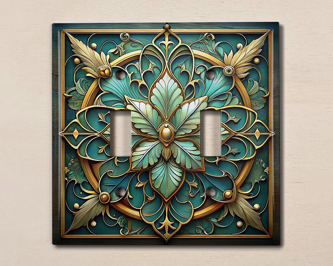 Metal Light Switch Cover | Outlet Plate, Yellow Turquoise Floral ...