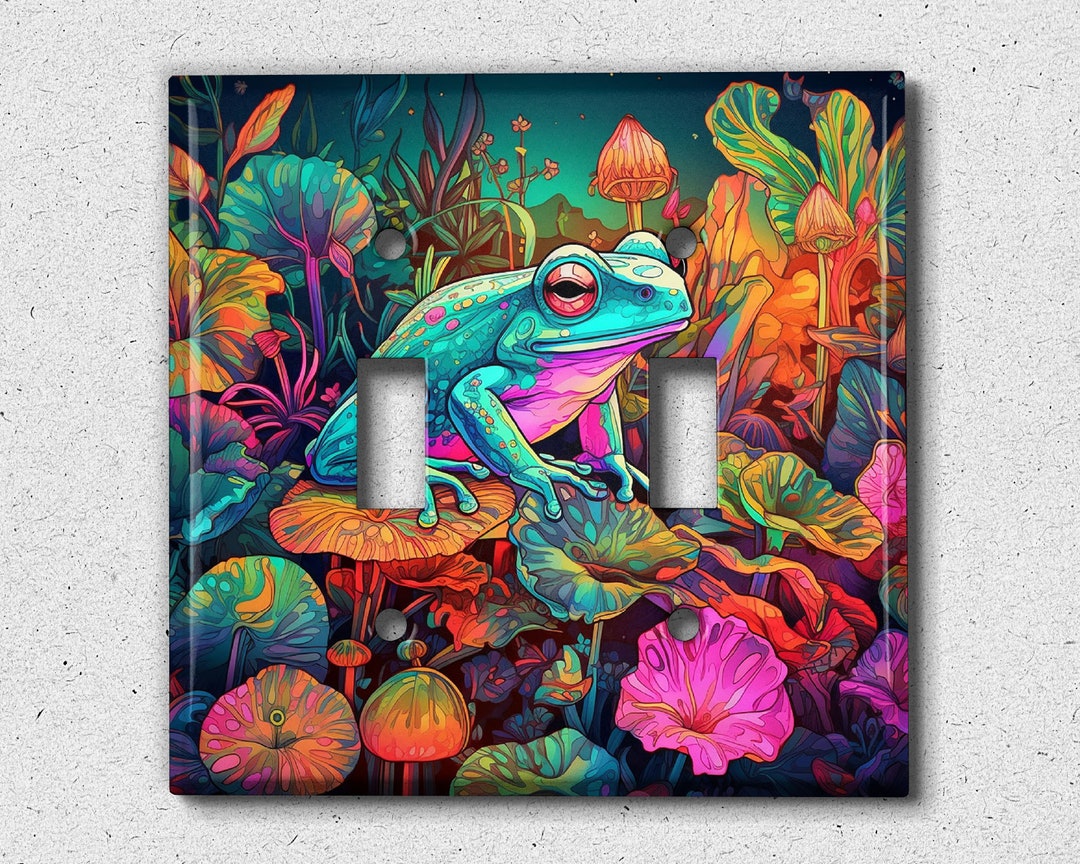 Metal Light Switch Cover | Outlet Plate, Colorful Rainforest Frog ...