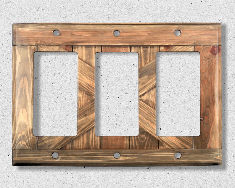 Metal Light Switch Cover | Outlet Plate, Barn Door Wood Print, Image of ...