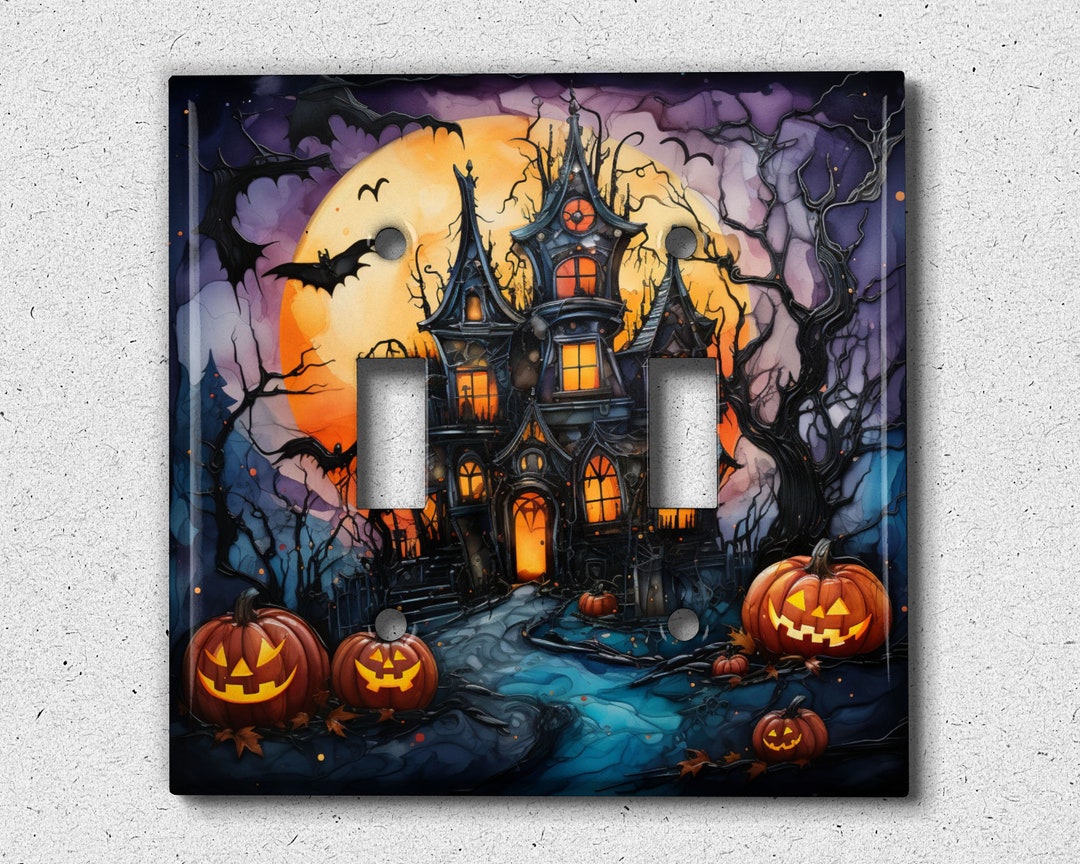 Halloween Spooky House, Halloween Decor, Metal Light Switch Cover ...