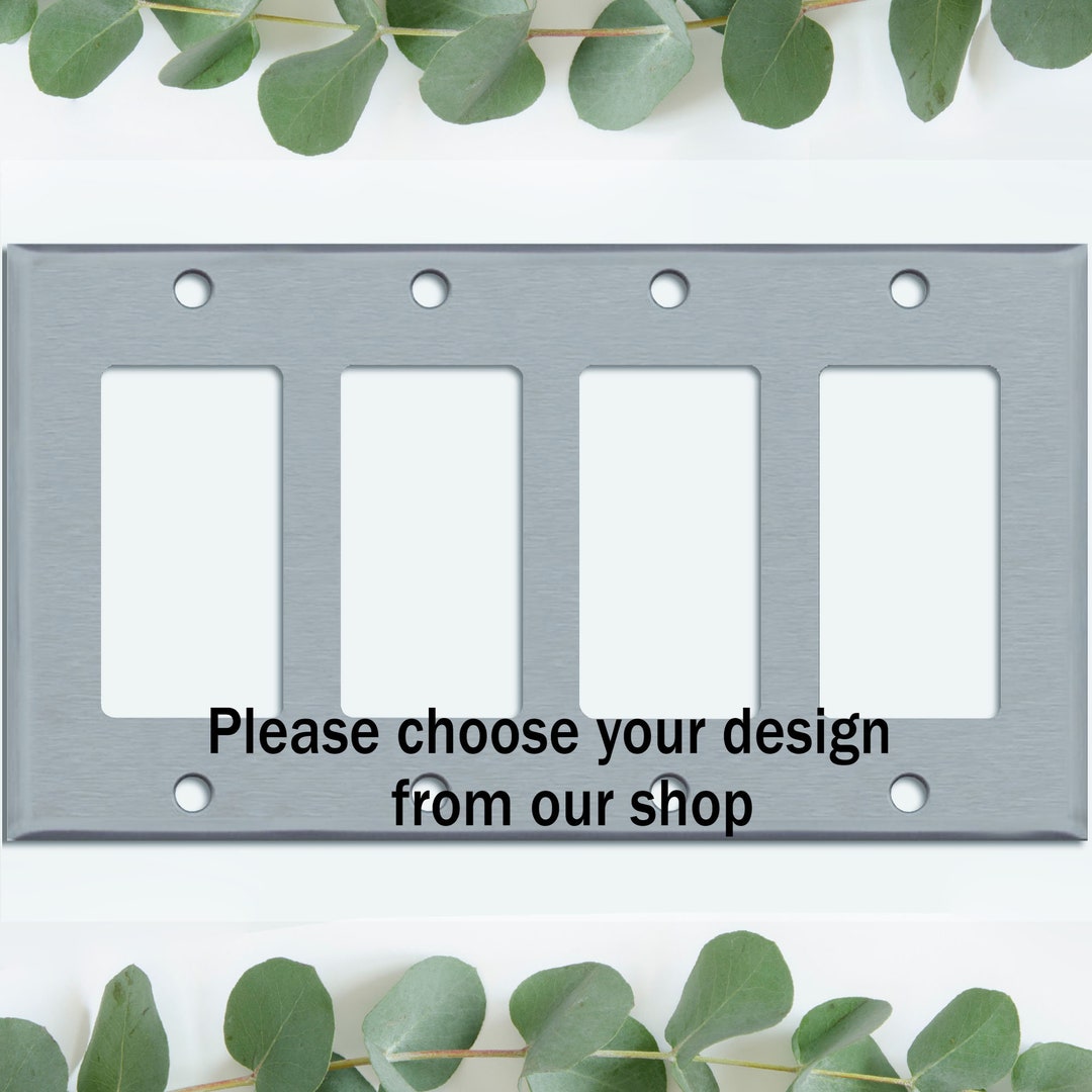 Quadruple Rocker Metal Plate Cover, Quad GFI Outlet Plate, You Choose ...