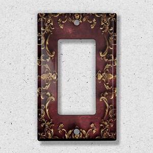 Metal Light Switch Cover | Outlet Plate, Elegant Victorian Dark Red ...