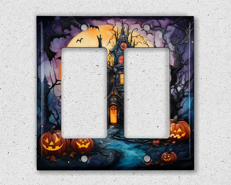 Metal Light Switch Cover | Outlet Plate, Halloween Night Spooky Haunted ...