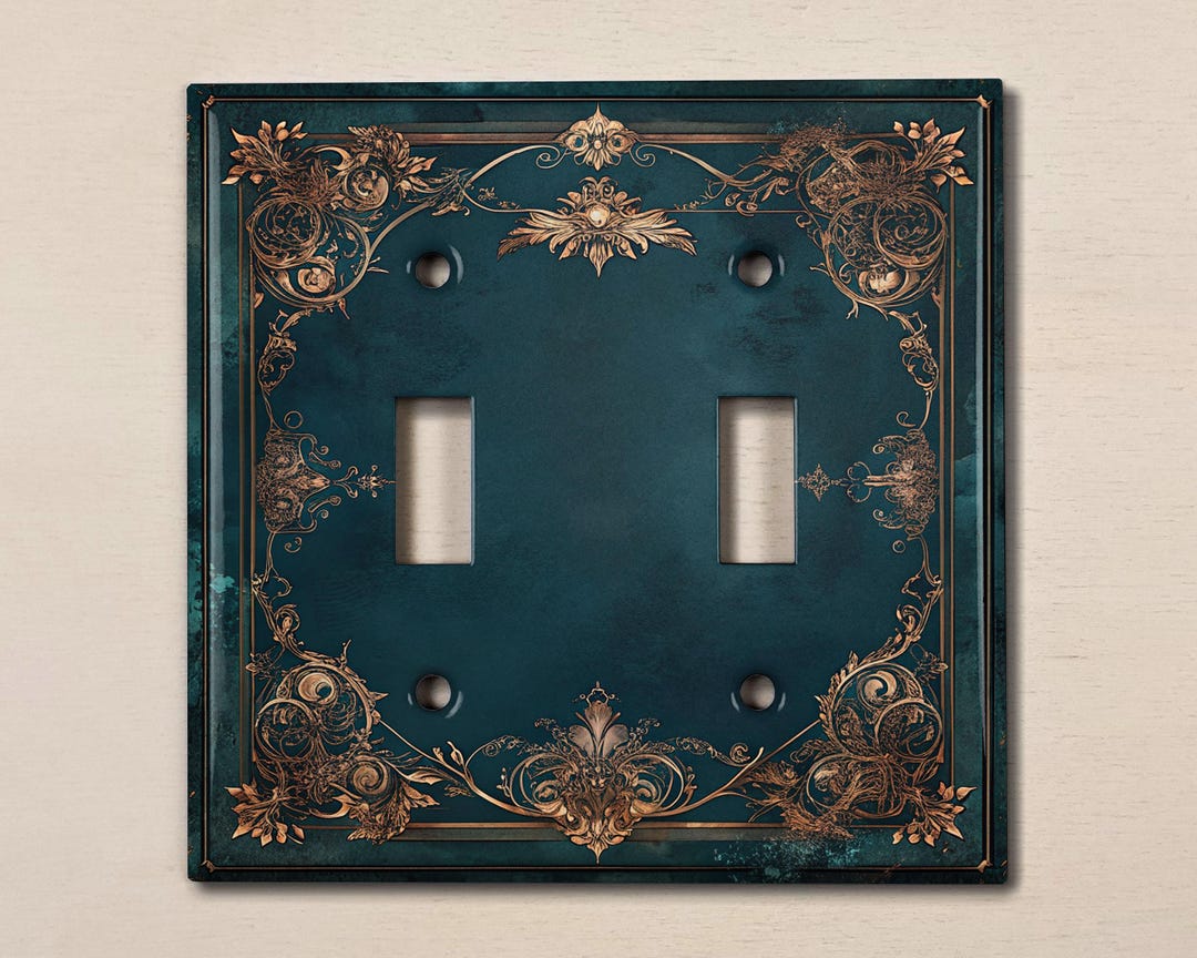 Metal Light Switch Cover | Outlet Plate, Elegant Blue Beige European ...