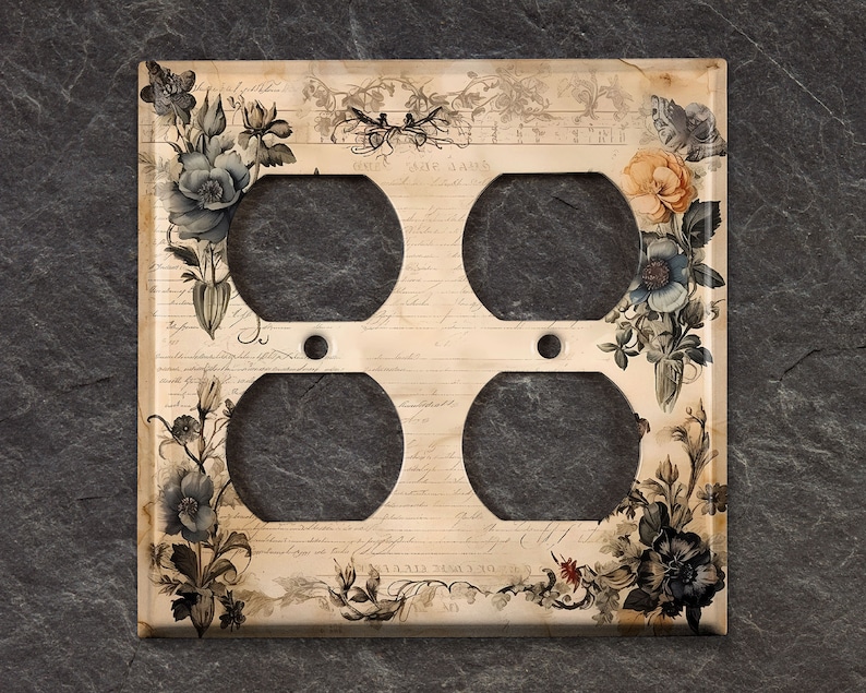 Metal Light Switch Cover | Outlet Plate, Elegant Vintage Floral Frame ...