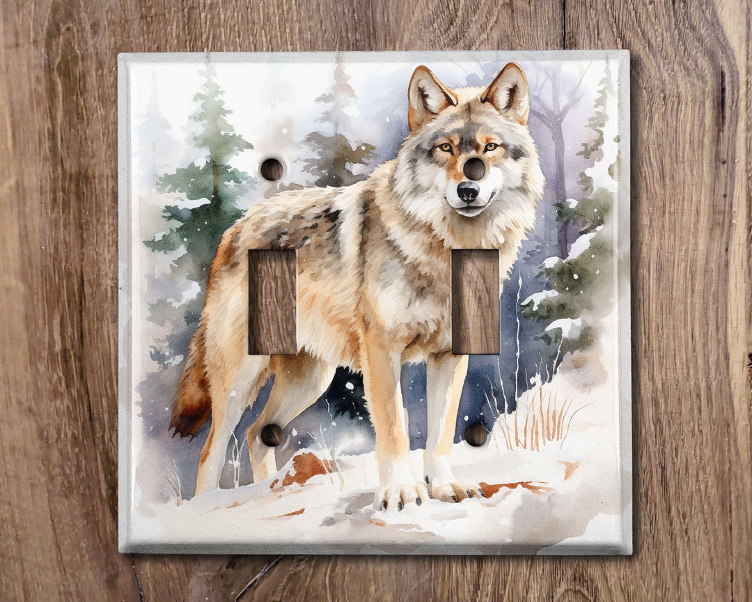Metal Light Switch Cover | Outlet Plate, Wolf in Winter Wonderland ...