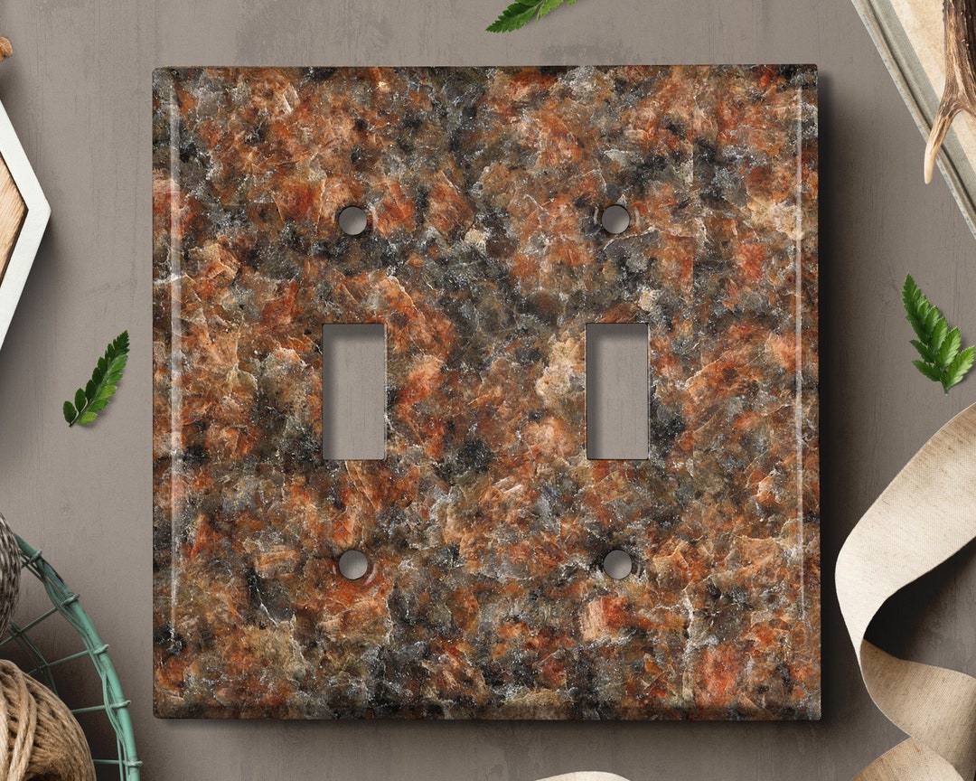 Metal Light Switch Cover | Outlet Plate, Brown Tan Marble Granite PRINT ...