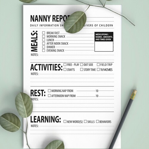 Printable Nanny Log Daily Infant Care Sheet Babysitter - Etsy