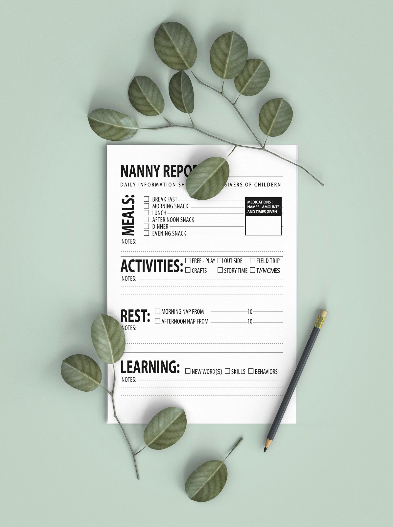 NANNY Planner Printable 2020, Nanny Report, Nanny Log, Nanny Gift ...