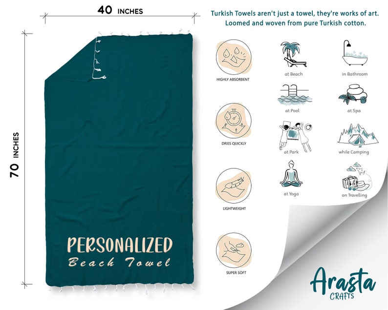PERSONALIZED Beach Towel Unique, Printing/Embroidered Gift for Wedding ...