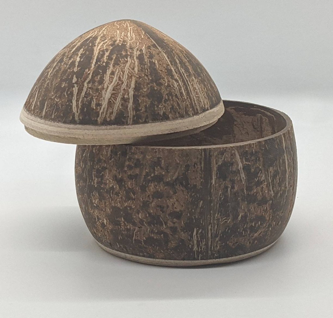 Unique Handmade Coconut Shell Container With Lid - Etsy