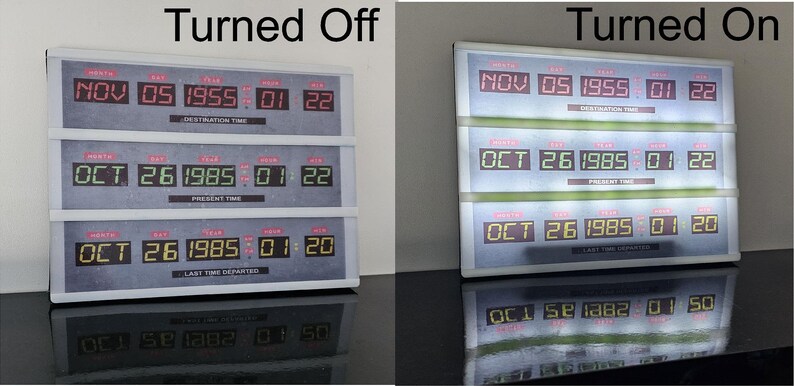 Back to the Future Time Clock Circuit Print Led Lightbox A4 Battery ...