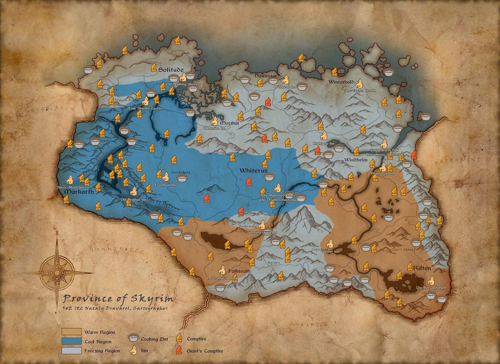 Map of Skyrim, the Elder Scrolls V: Skyrim Inspired, 4000 X 2913 Pixels ...
