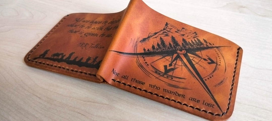 Not All Those Who Wander Are Lost Leather Wallet Mens Personalized ...