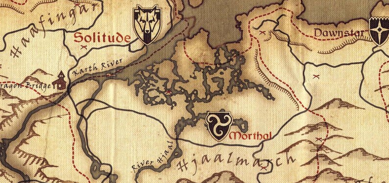Map of Skyrim, the Elder Scrolls V: Skyrim Inspired, 5000 X 2812 Pixels ...