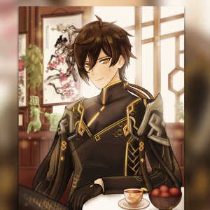 Zhongli Geo Archon Poster – [liyue Drawing Art Print Illustration ...