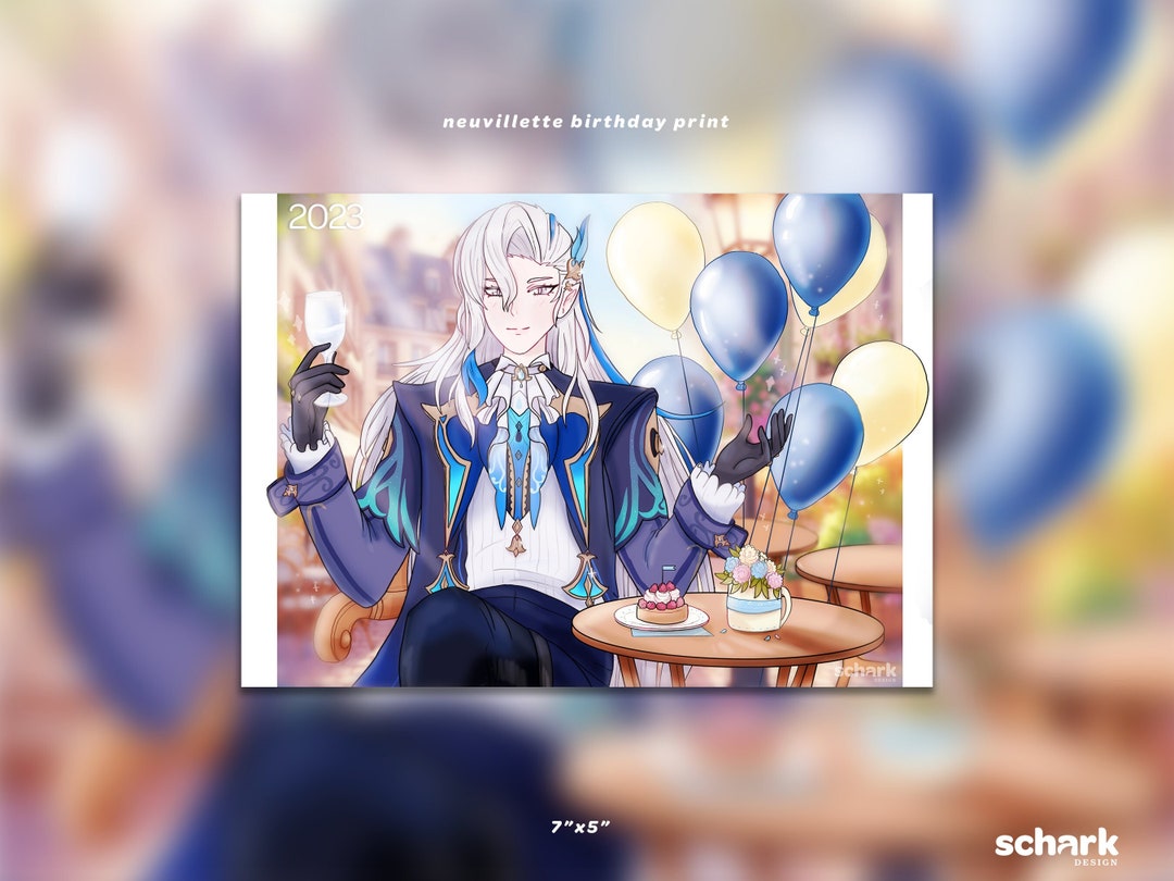 Neuvillette Birthday Art Print – [cute Fontaine New Outfit Drawing Art ...