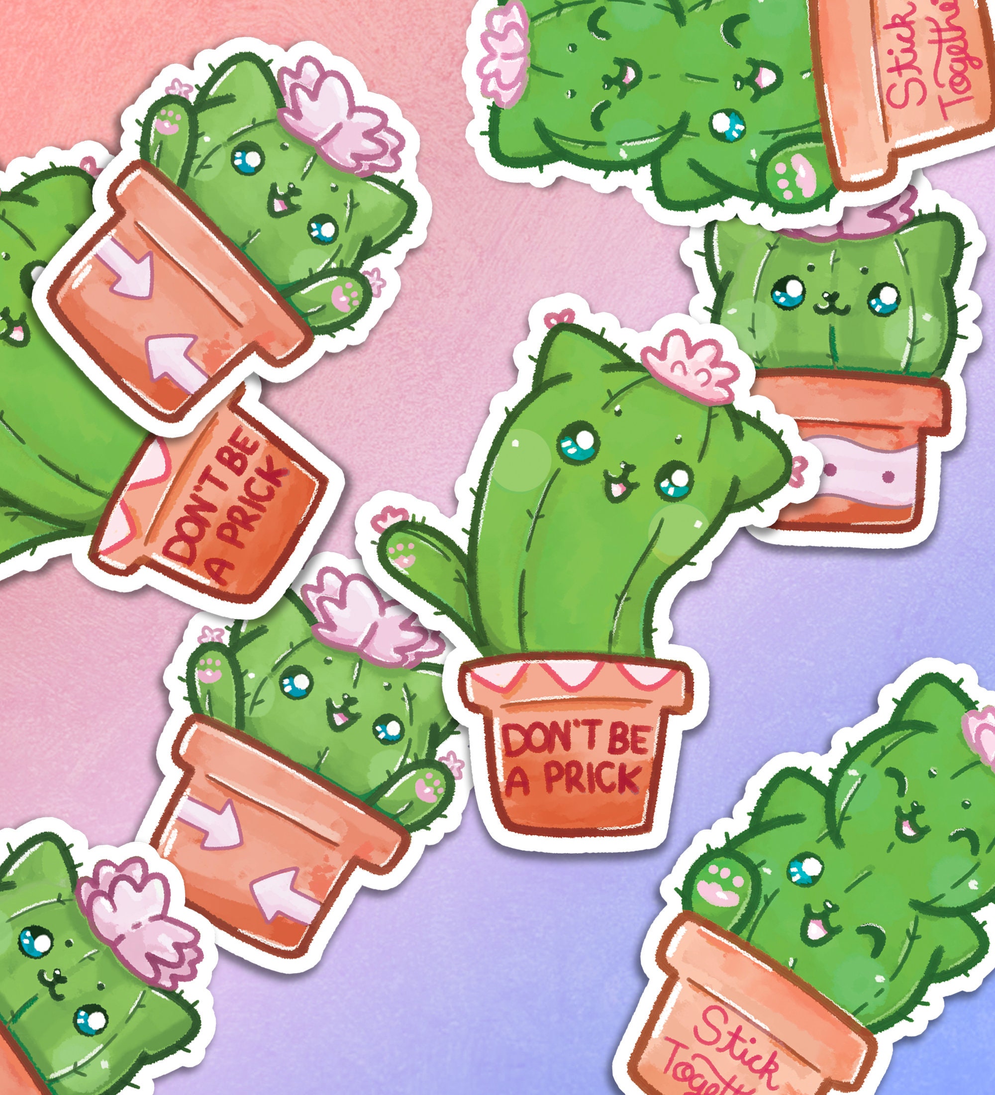 Catctus Cacti Cactus Sticker Potted Plant Flower Pretty - Etsy