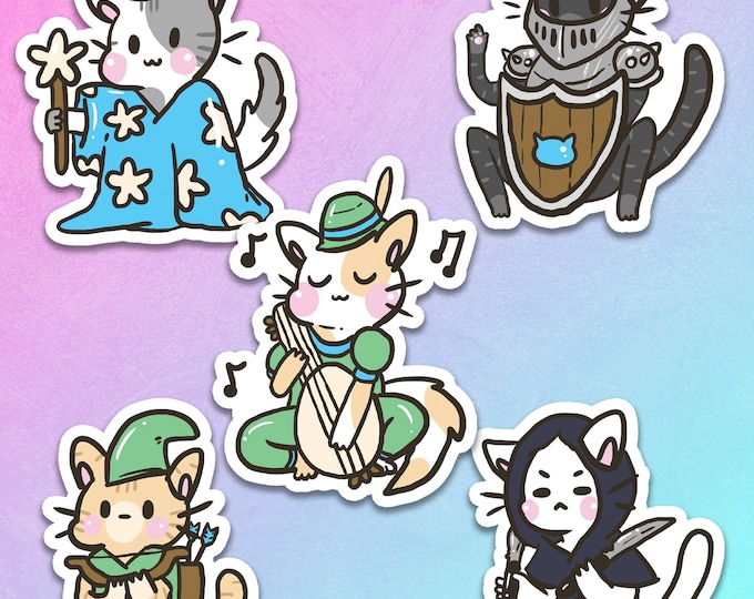 D&D Cats 2" Sticker Pack - Set Cute Kitten Animal Dungeons and Dragons ...