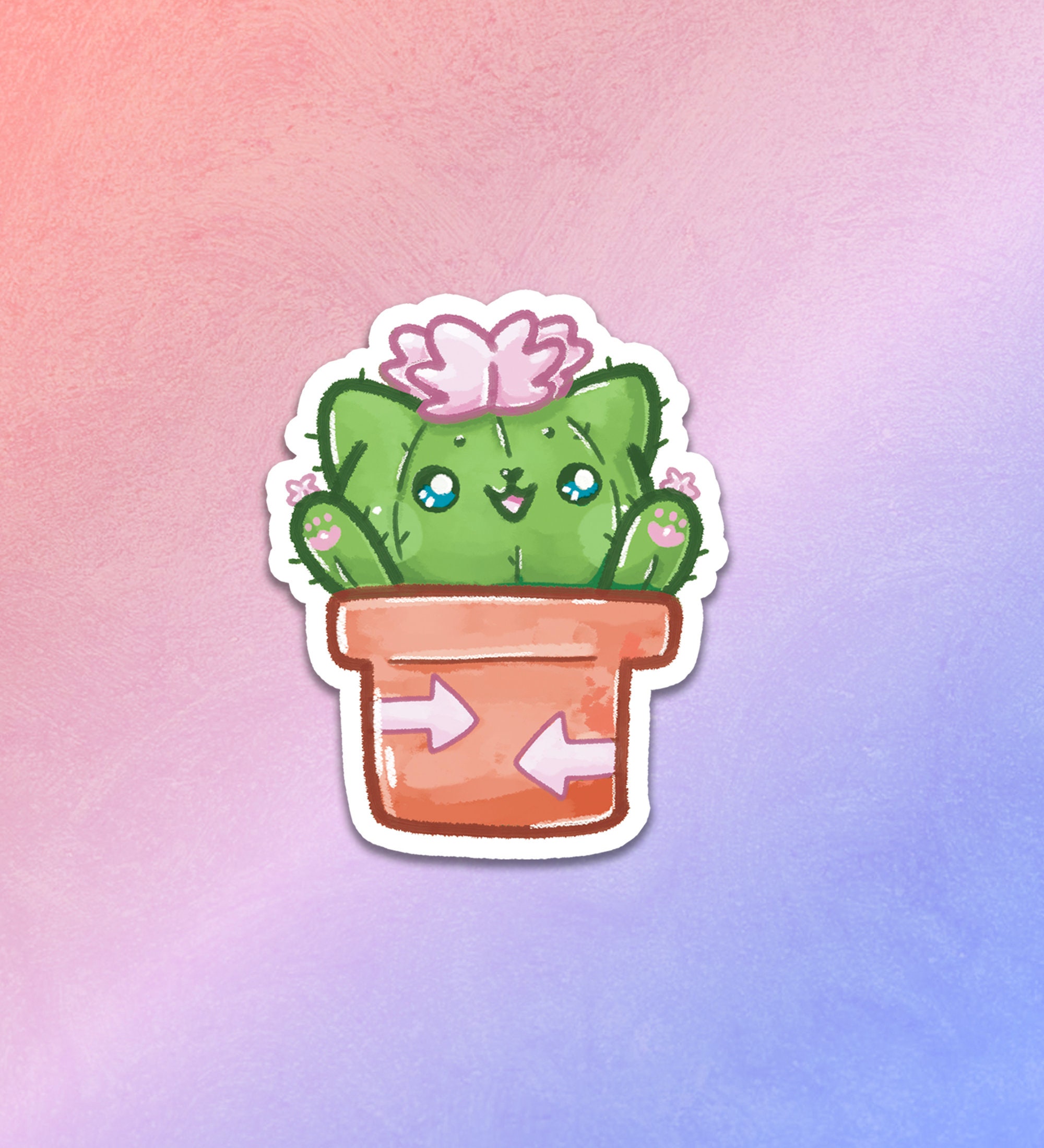 Catctus - Cacti Cactus Sticker Potted Plant Flower Pretty Succulent ...