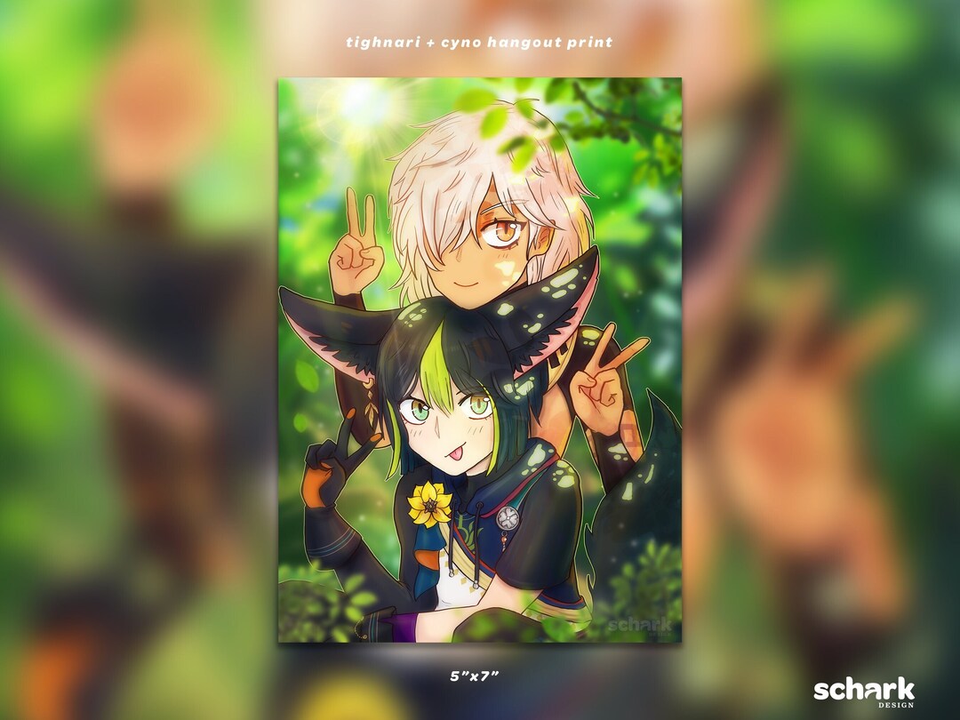 Tighnari + Cyno Hangout Poster – [cute Kawaii Sumeru Dendro Drawing Art ...