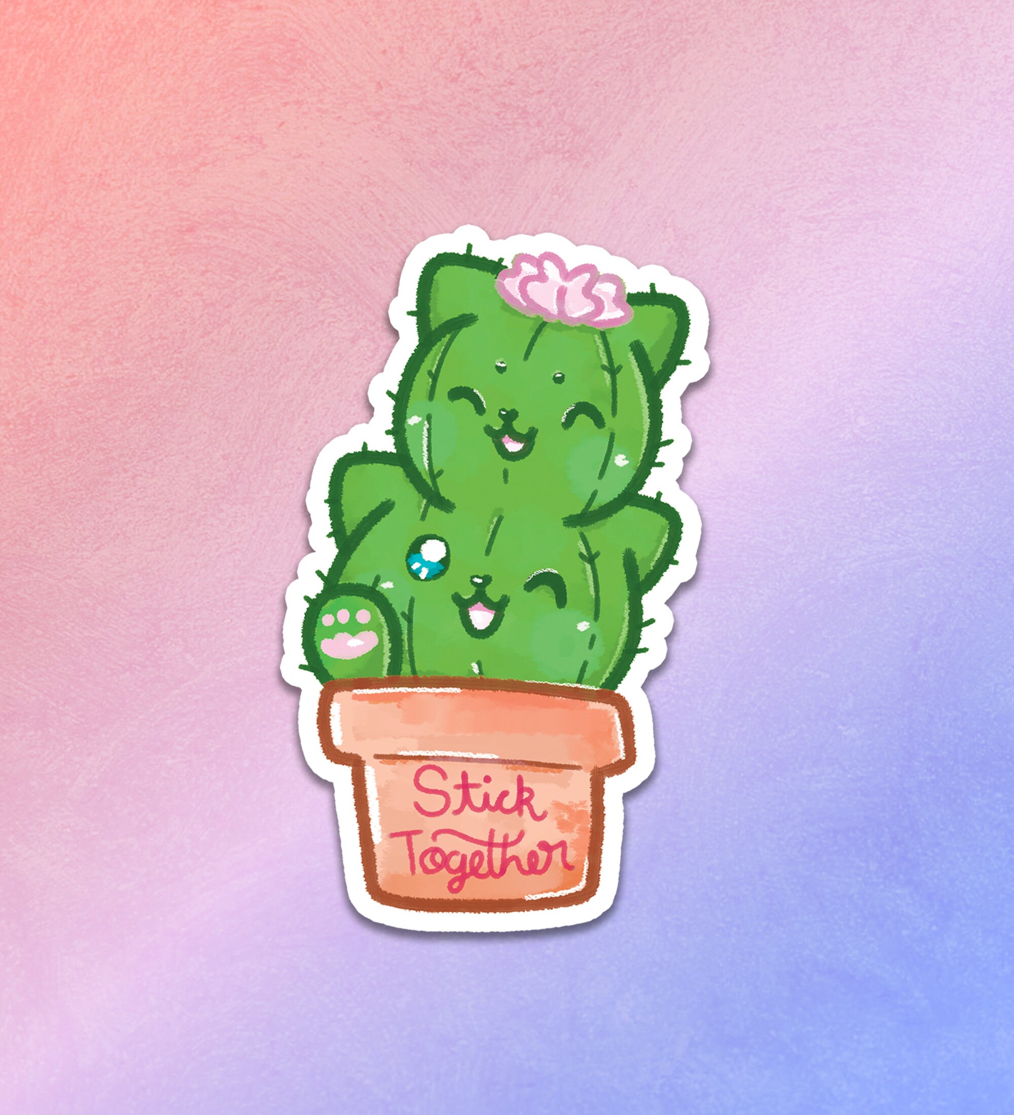 Catctus Cacti Cactus Sticker Potted Plant Flower Pretty - Etsy