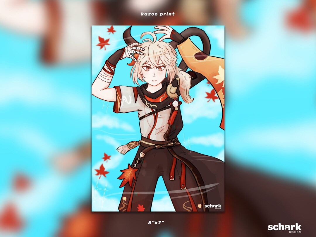 Kazoo Poster cute Kawaii Inazuma Anemo Drawing Art Print Illustration ...