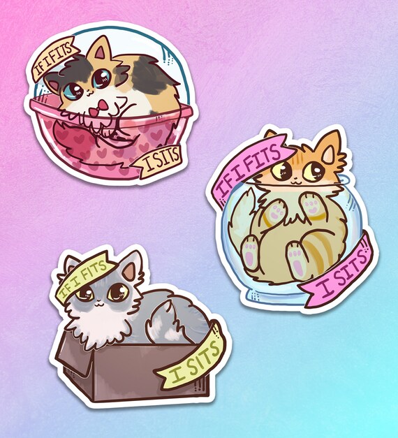 anime vinyl sticker cute cat sticker kawaii sticker cuddly nekos cat ...