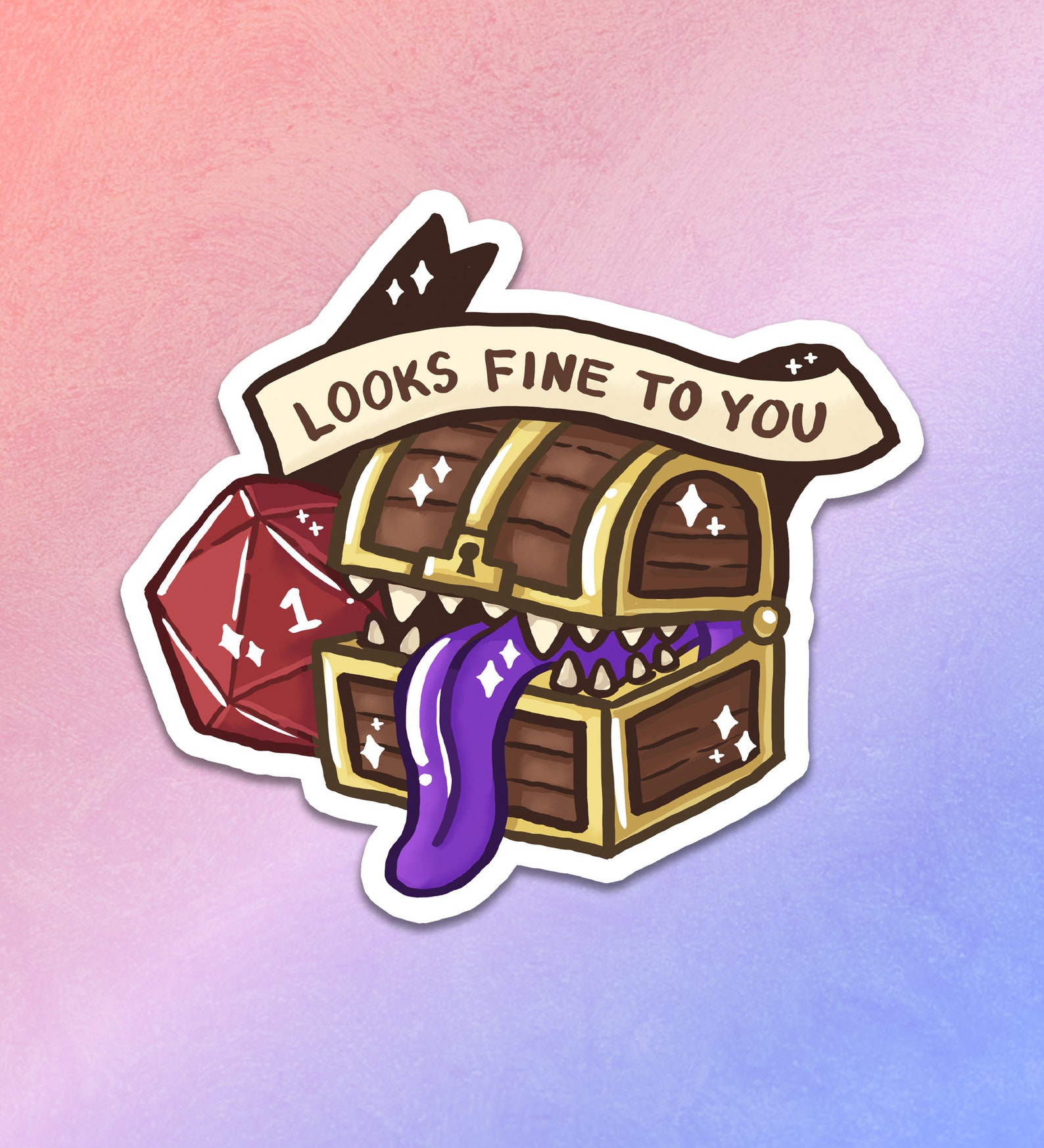 Looks Fine to You D&D Mimic 2" Sticker - Cute Nat 1 Natural Crit ...