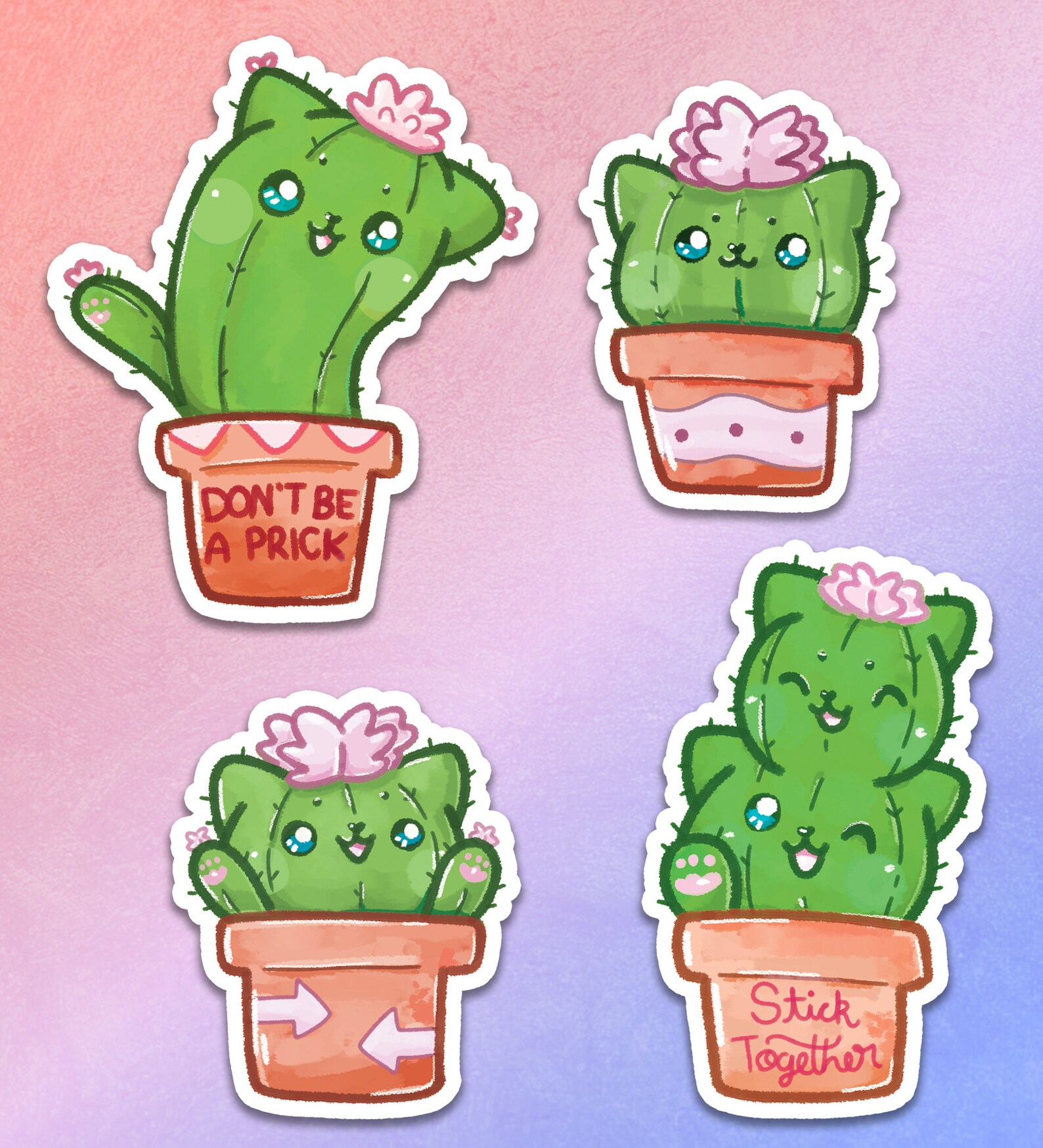 Catctus - Cacti Cactus Sticker Potted Plant Flower Pretty Succulent ...