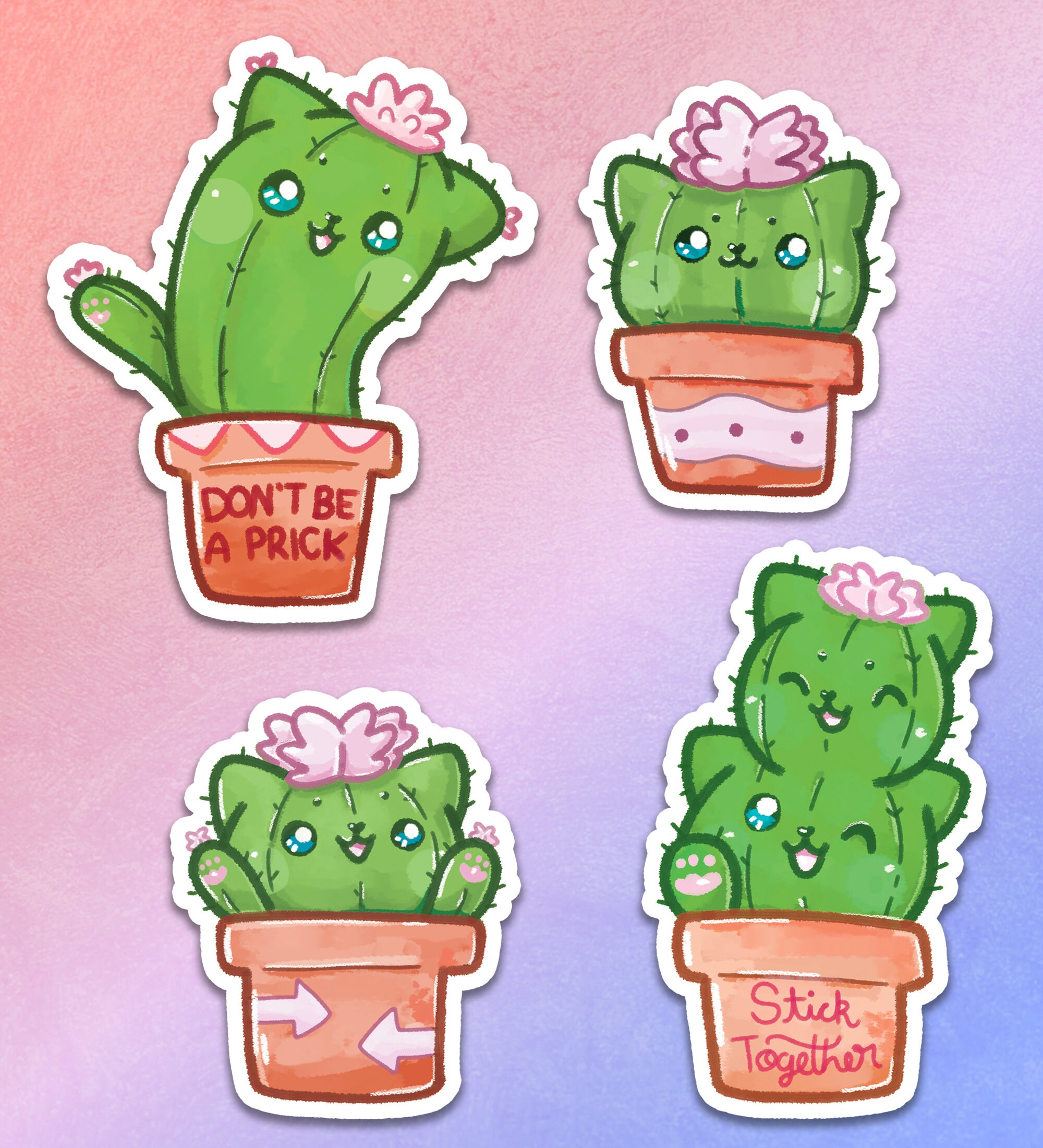Catctus - Cacti Cactus Sticker Potted Plant Flower Pretty Succulent ...