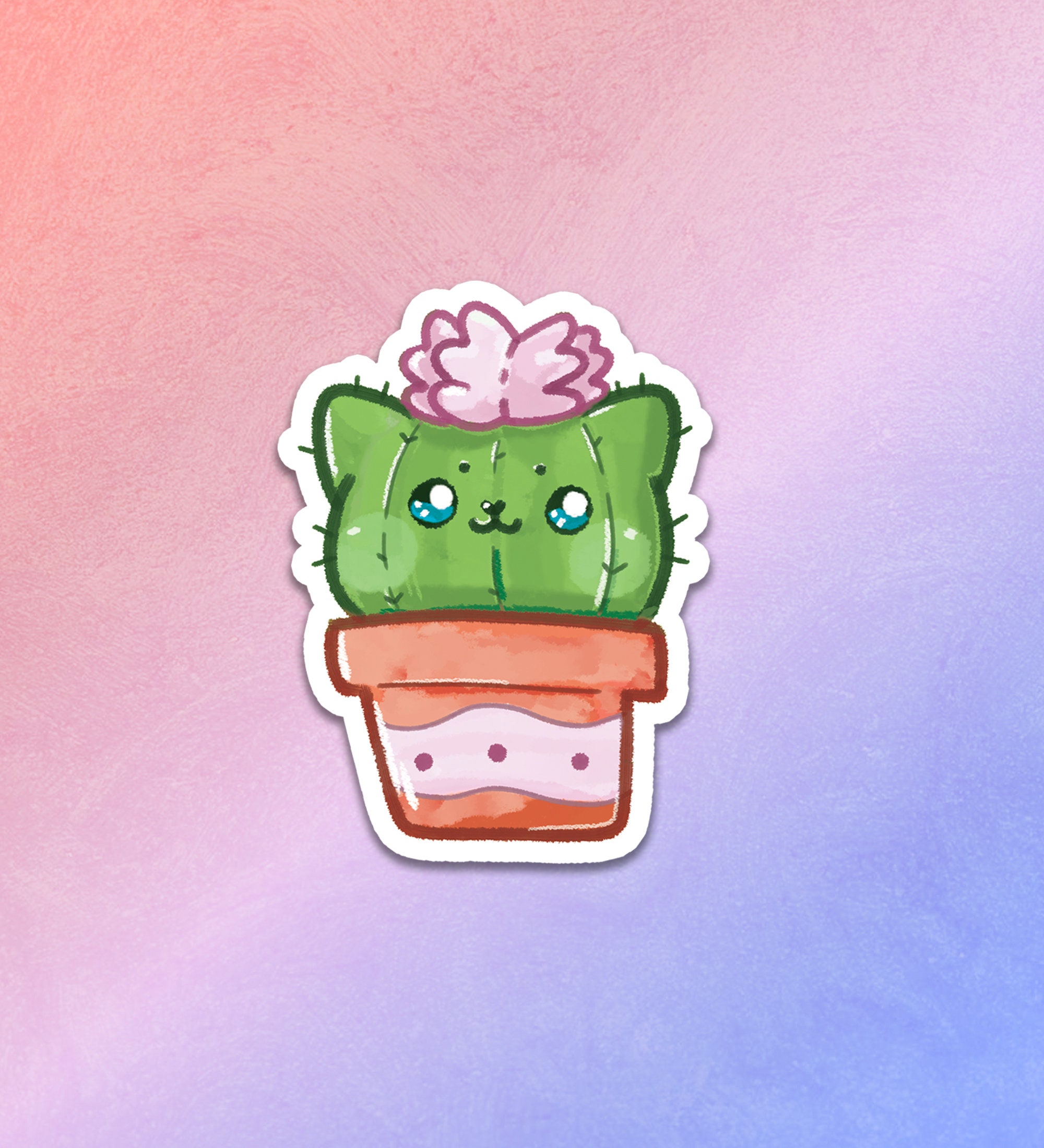 Catctus - Cacti Cactus Sticker Potted Plant Flower Pretty Succulent ...