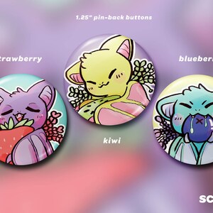 Fruit Bats Buttons - Notebook Kawaii Strawberry Kiwi Blueberry Bloobs ...