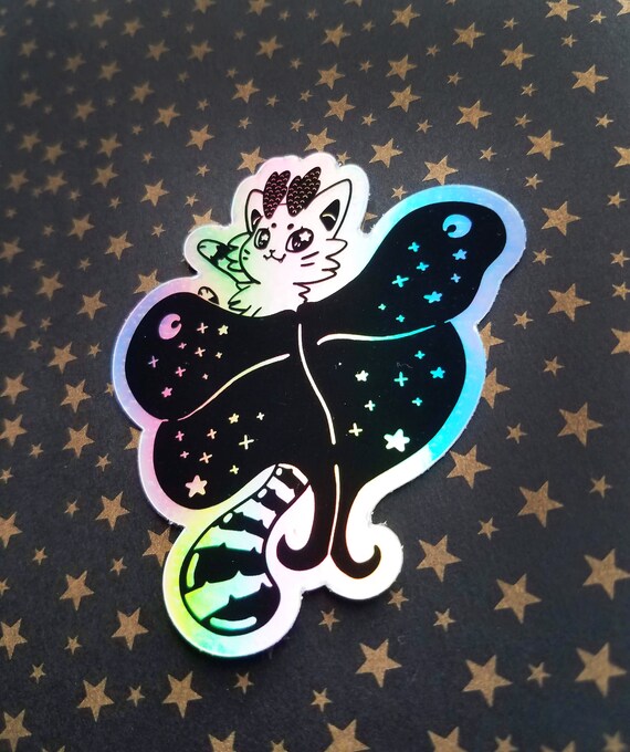 Rainbow Holographic Moth Cat Sticker Cute Insect Bug Man | Etsy