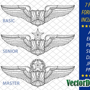 U.S. Air Force Remotely Piloted Aircraft Pilot Badge Set - Vector ...