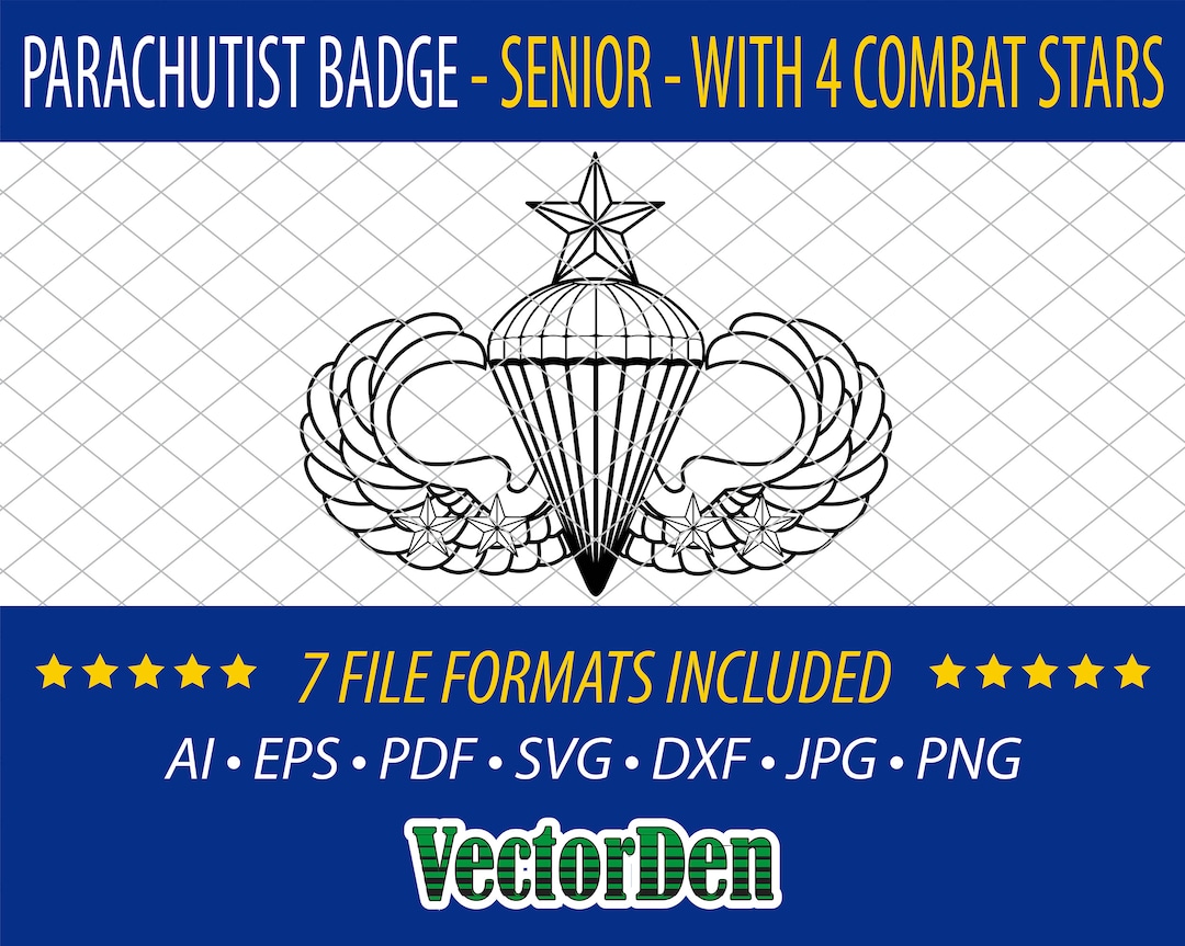 Parachutist Badge - Jump Wings - Senior With 4 Combat Stars - Etsy