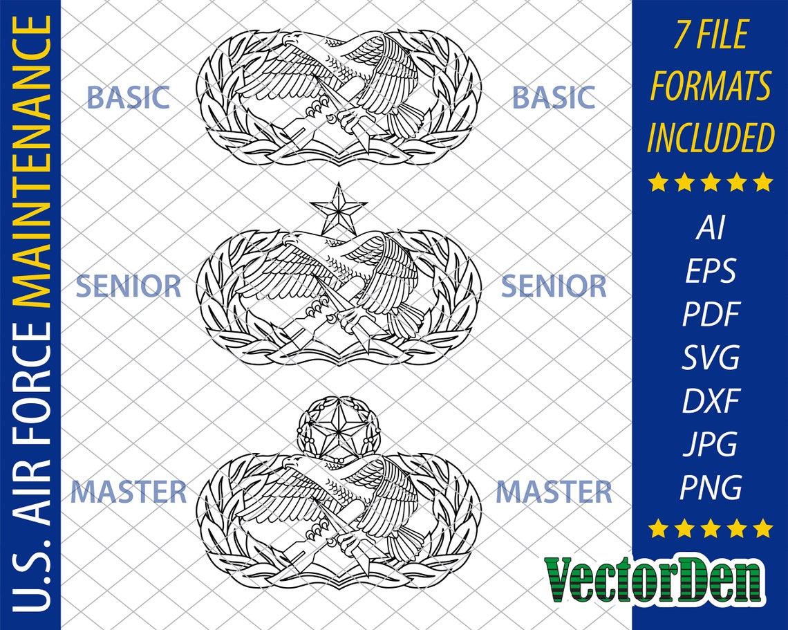 Air Force Maintenance Badge - Set -vector Insignia - Etsy