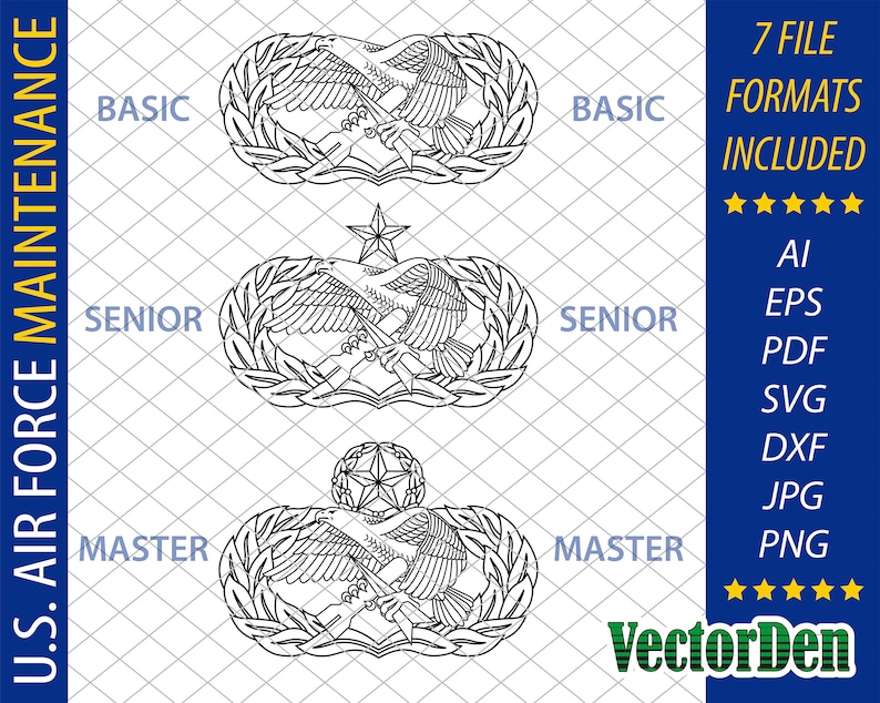 Air Force Maintenance Badge - Set -vector Insignia - Etsy