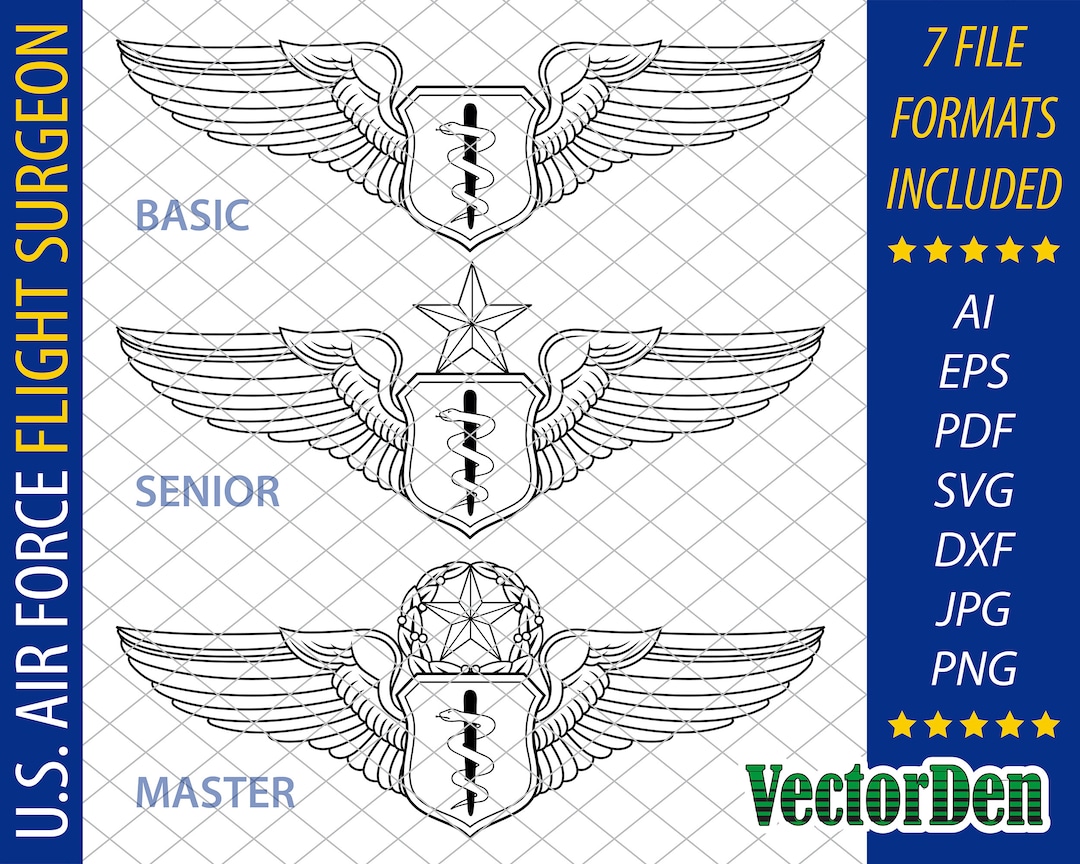 Air Force Flight Surgeon Wings Set - Vector Badge Insignia - Etsy