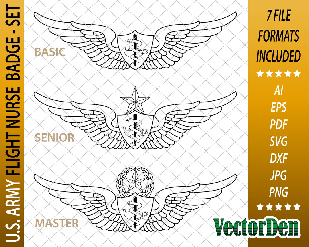 U.S. Army Flight Nurse Badge - Set - Vector Insignia - Etsy