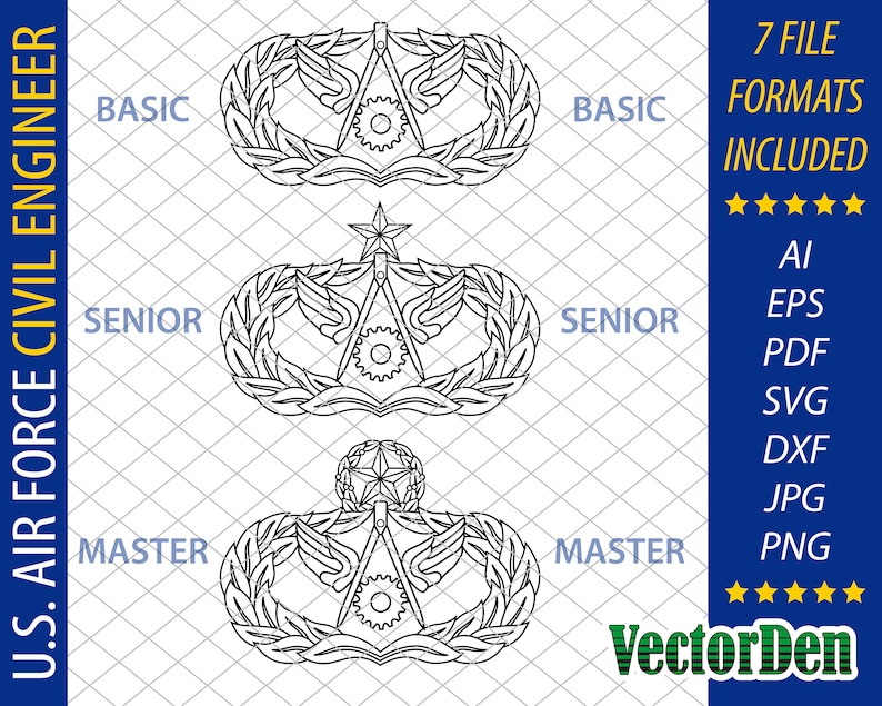 U.S. Air Force Civil Engineer Badge - Set -vector Insignia - Etsy
