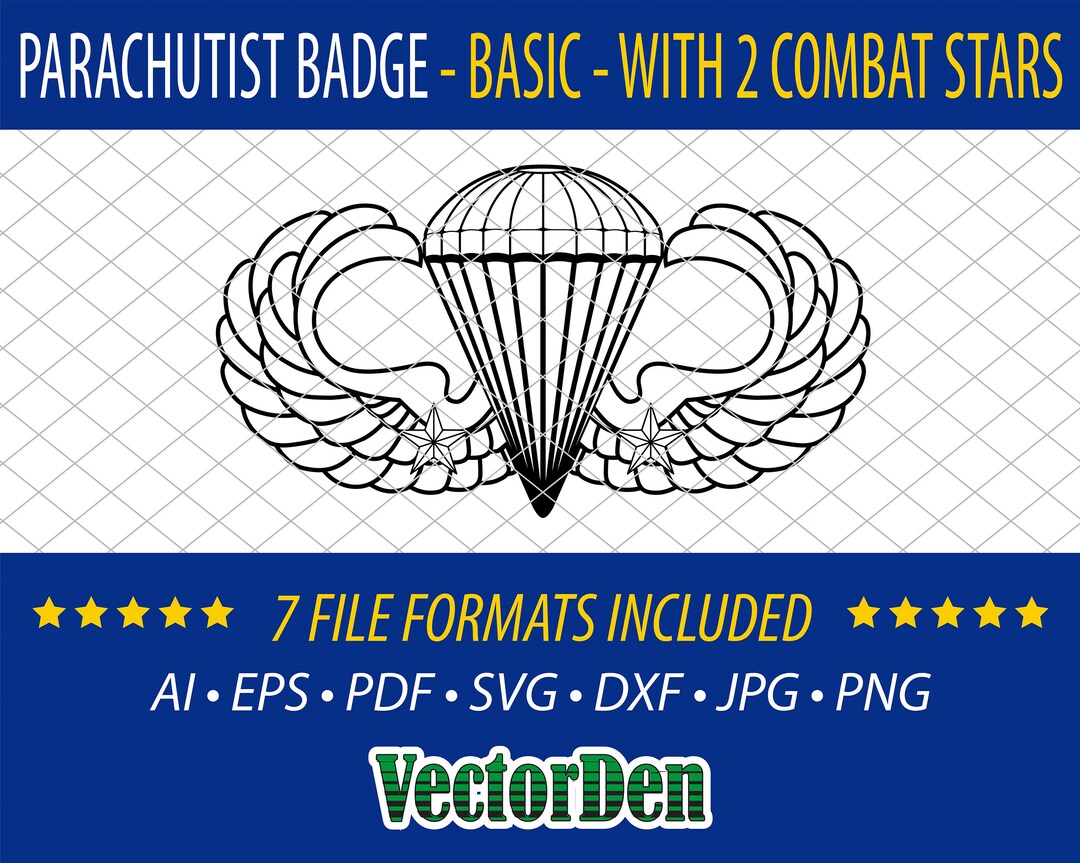 Parachutist Badge - Jump Wings - Basic With 2 Combat Star - Etsy