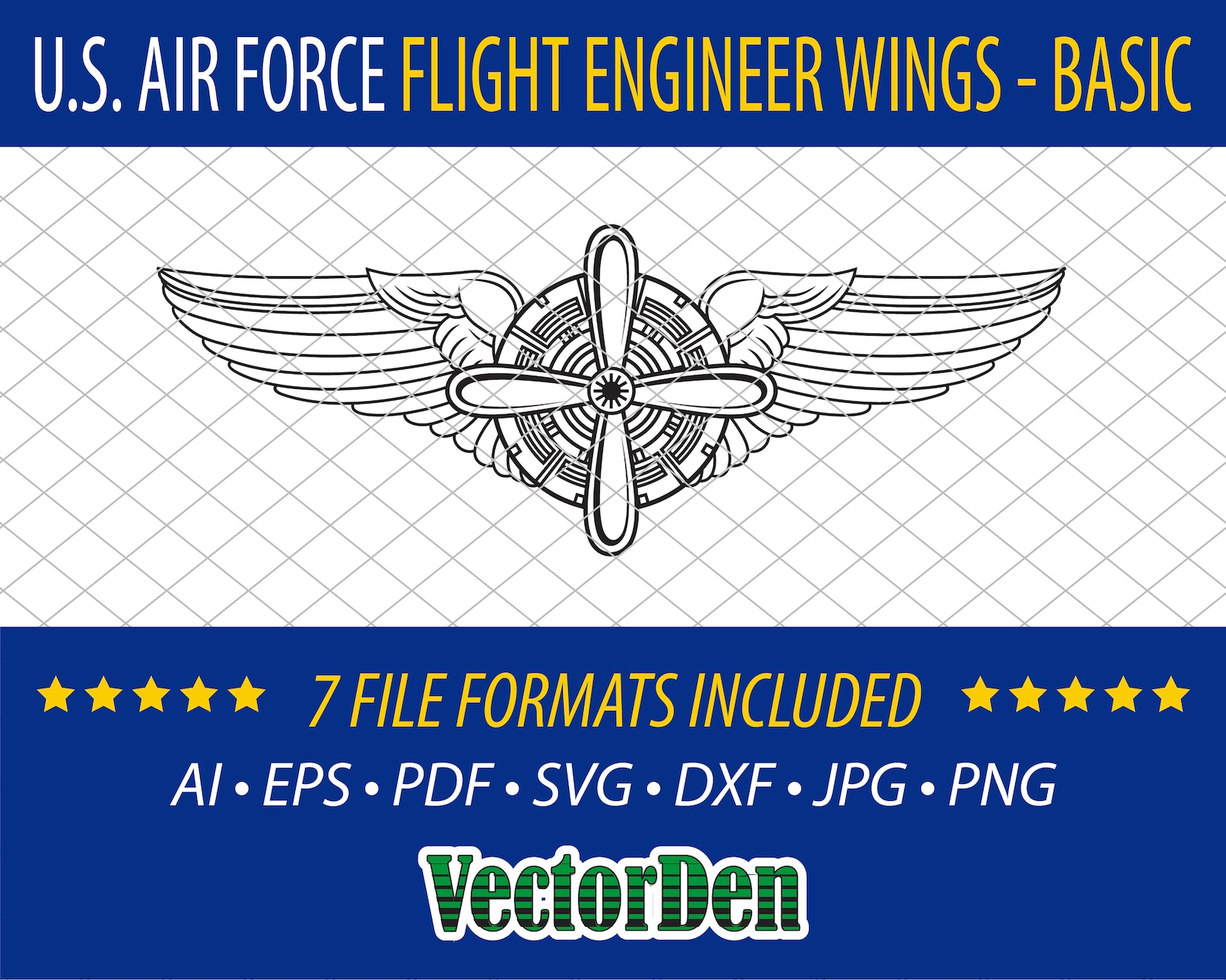 U.S. Air Force Flight Engineer Wings - Basic - Badge Insignia Vector ...