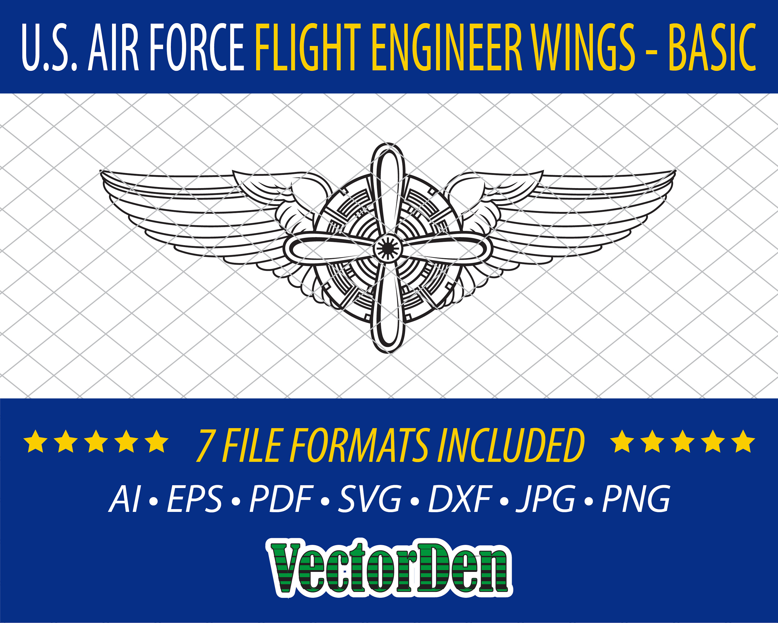 U.S. Air Force Flight Engineer Wings - Basic - Badge Insignia Vector ...