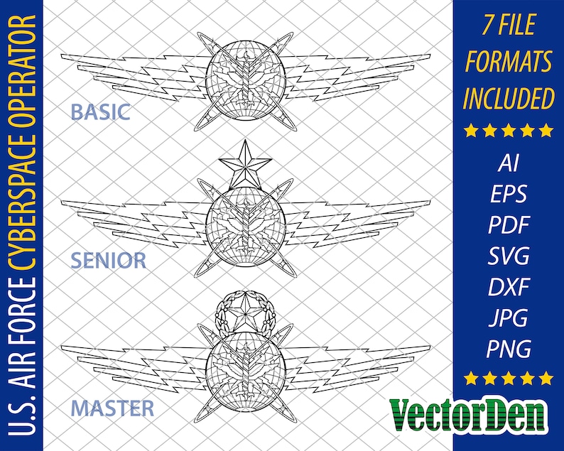 U.S. Air Force Cyberspace Operator Badge Set Vector Insignia - Etsy