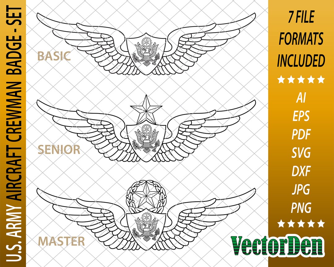 U.S. Army Aircraft Crewman Badge - Set - Vector Insignia - Etsy